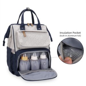 Lmbabter Diaper Bag Backpack,Diaper Bag Tote with Multi-Function Baby Bag with Adjustable Shoulder Strap Insulated Pockets (Gray)