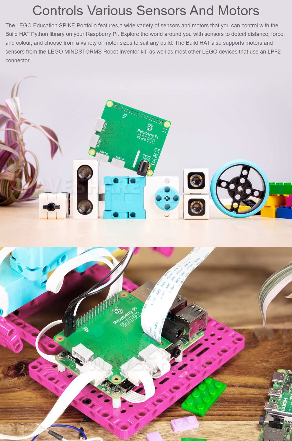 Raspberry Pi Build HAT Connecting Raspberry Pi Computing Power with Lego Technic Motors and Sensors