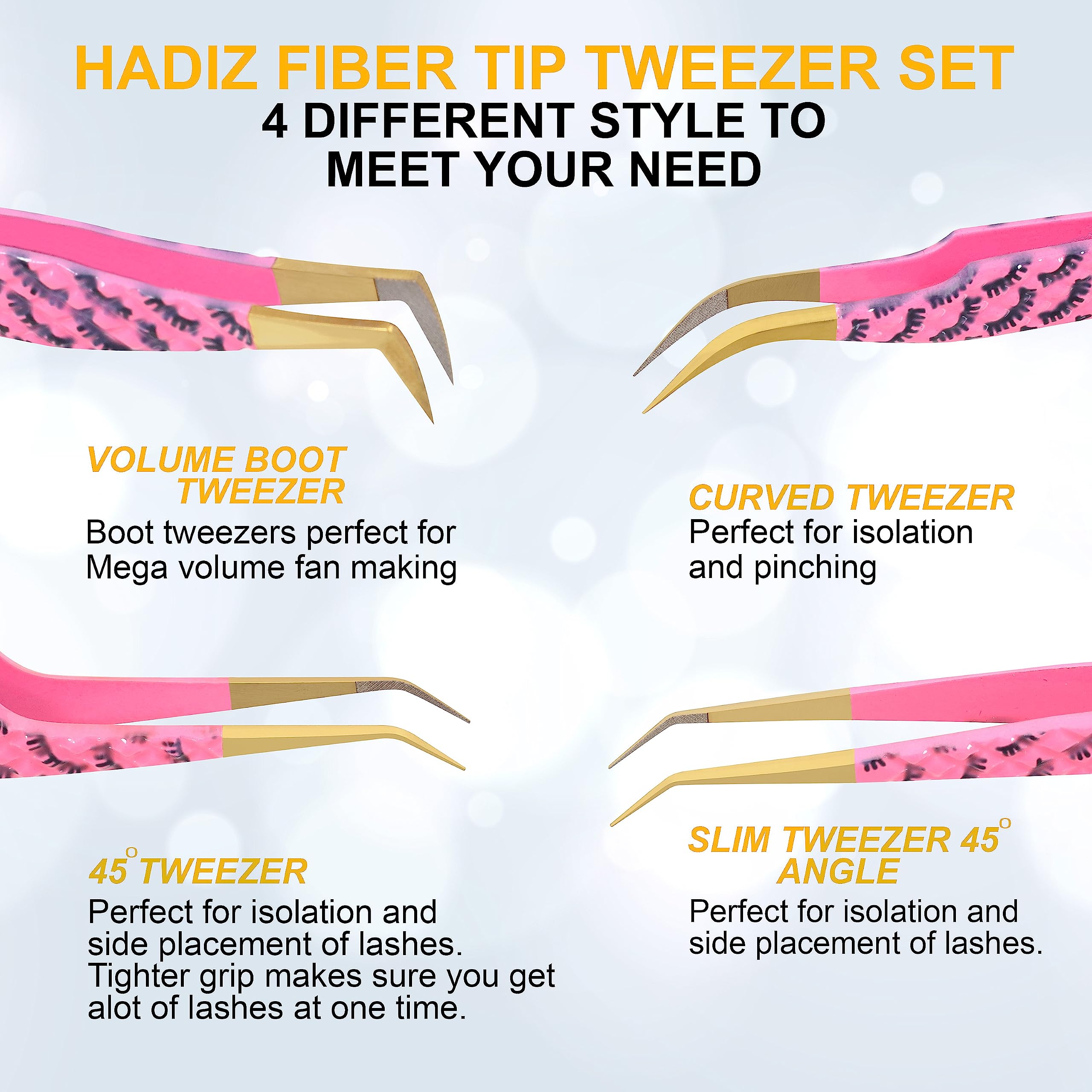 Fiber Tip Eyelash Extension Tweezers (‎Art Colour)