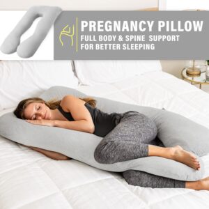 Pregnancy Pillow (2 Zip Off Pillowcases Warm and Cool), Maternity Pillows for Sleeping Full Body (Velvet and Cotton Cover), U Shaped Pregnancy Pillows for Sleeping (55" Lx30 Wx7 H) Maternity Pillow