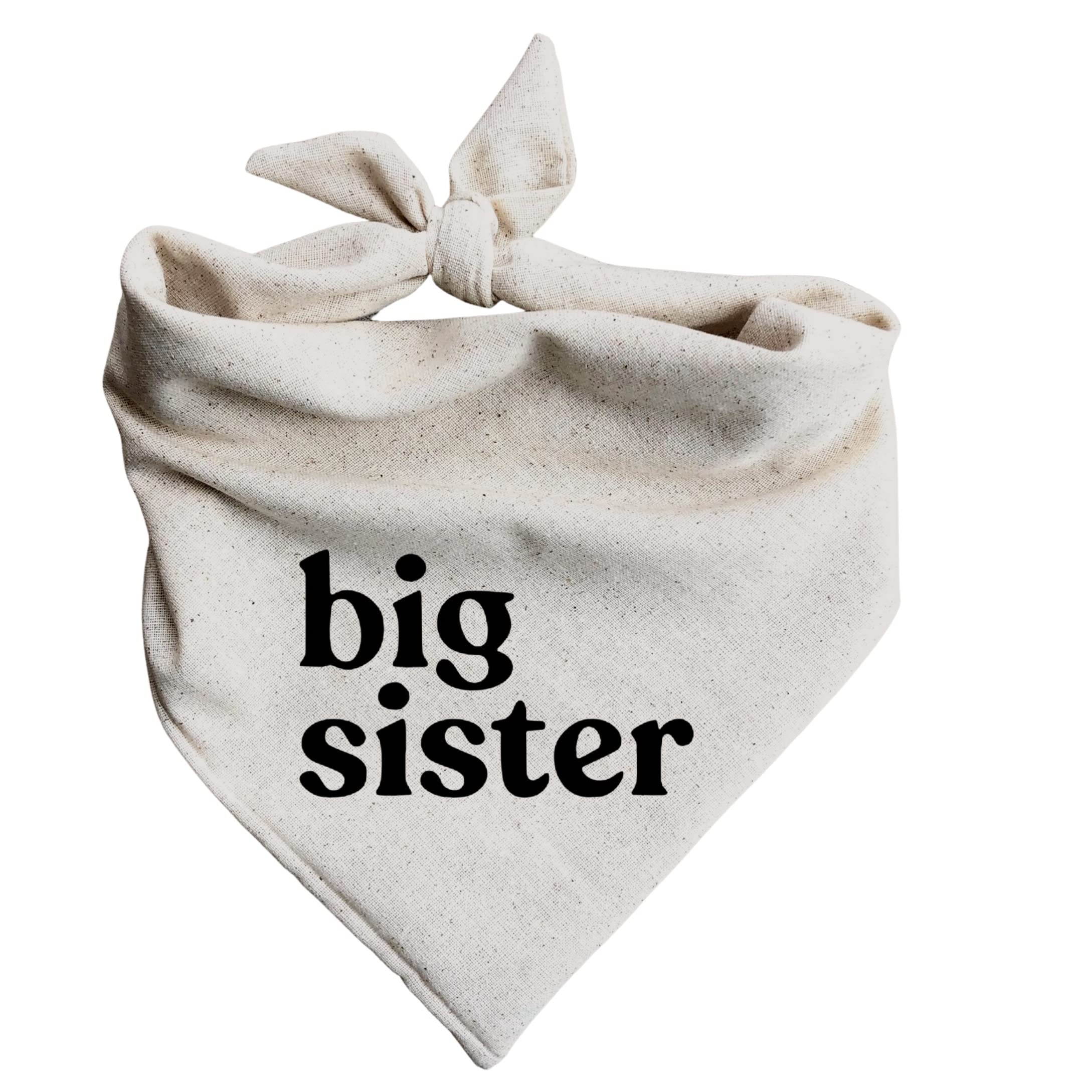 Dog Bandana Pregnancy Announcement Big Sister Baby Reveal Oatmeal Cream Minimal Neutral Color Announcement to Family (Medium)