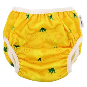 Acorn Baby Swim Diaper - Yellow Pineapple Size 0-5 Adjustable Toddler and Baby Swimming Diaper Reusable Swimmers