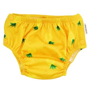 Acorn Baby Toddler Swim Diaper Size 5 and 6 Adjustable - Yellow Pineapple Swimmers Reusable Toddler Swimming Diaper