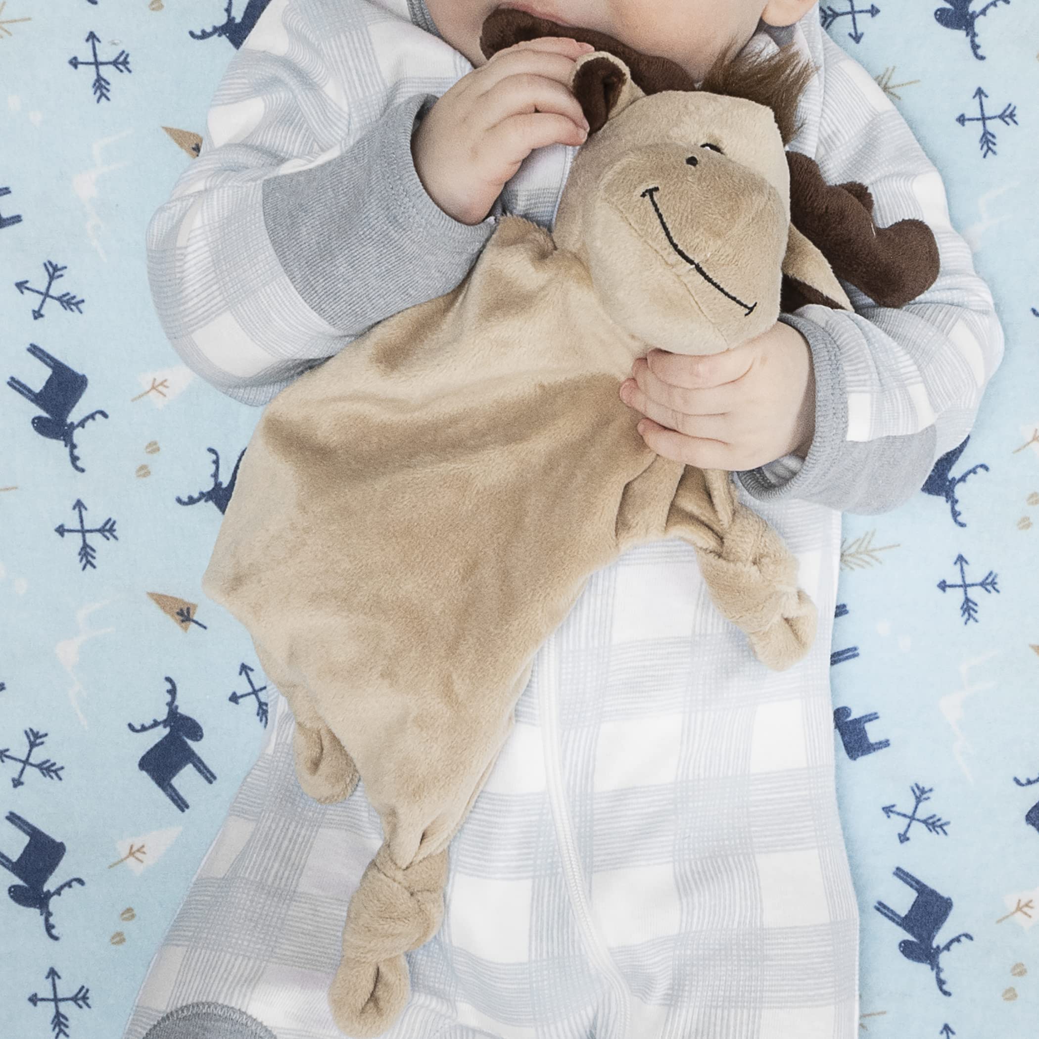 My Tiny Moments Moose Security Blanket Lovey, Brown