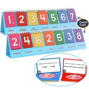 aizweb place value flip chart - math manipulatives k-3 for elementary classroom-double-sided with whole numbers and decimals-learn to count by ones,tens,hundreds,thousands and millions(7 digits)