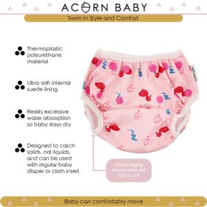 Acorn Baby Swim Diaper - Pink Flamingo Size 0-5 Adjustable Toddler and Baby Swimming Diaper Reusable Swimmers