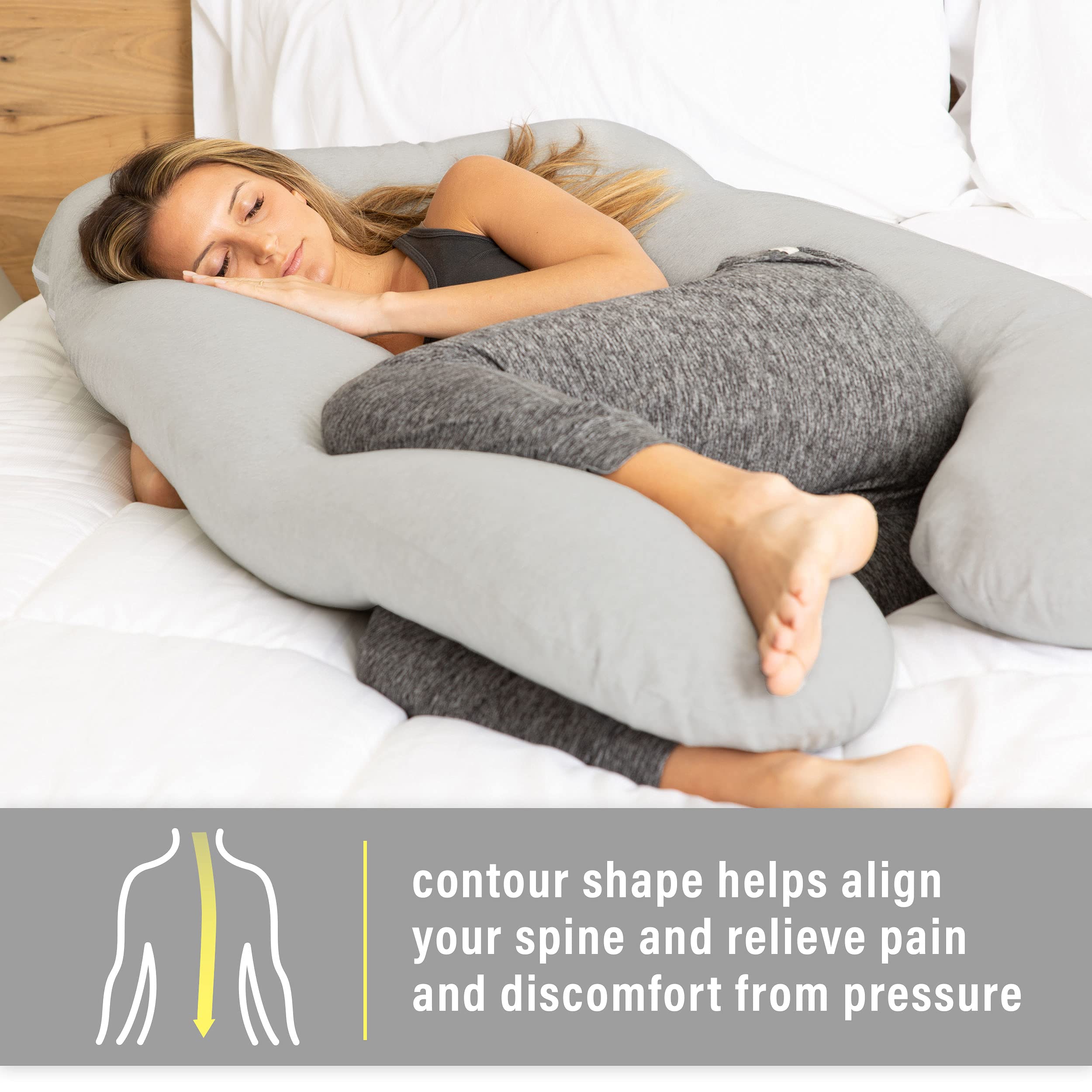 Pregnancy Pillow (2 Zip Off Pillowcases Warm and Cool), Maternity Pillows for Sleeping Full Body (Velvet and Cotton Cover), U Shaped Pregnancy Pillows for Sleeping (55" Lx30 Wx7 H) Maternity Pillow