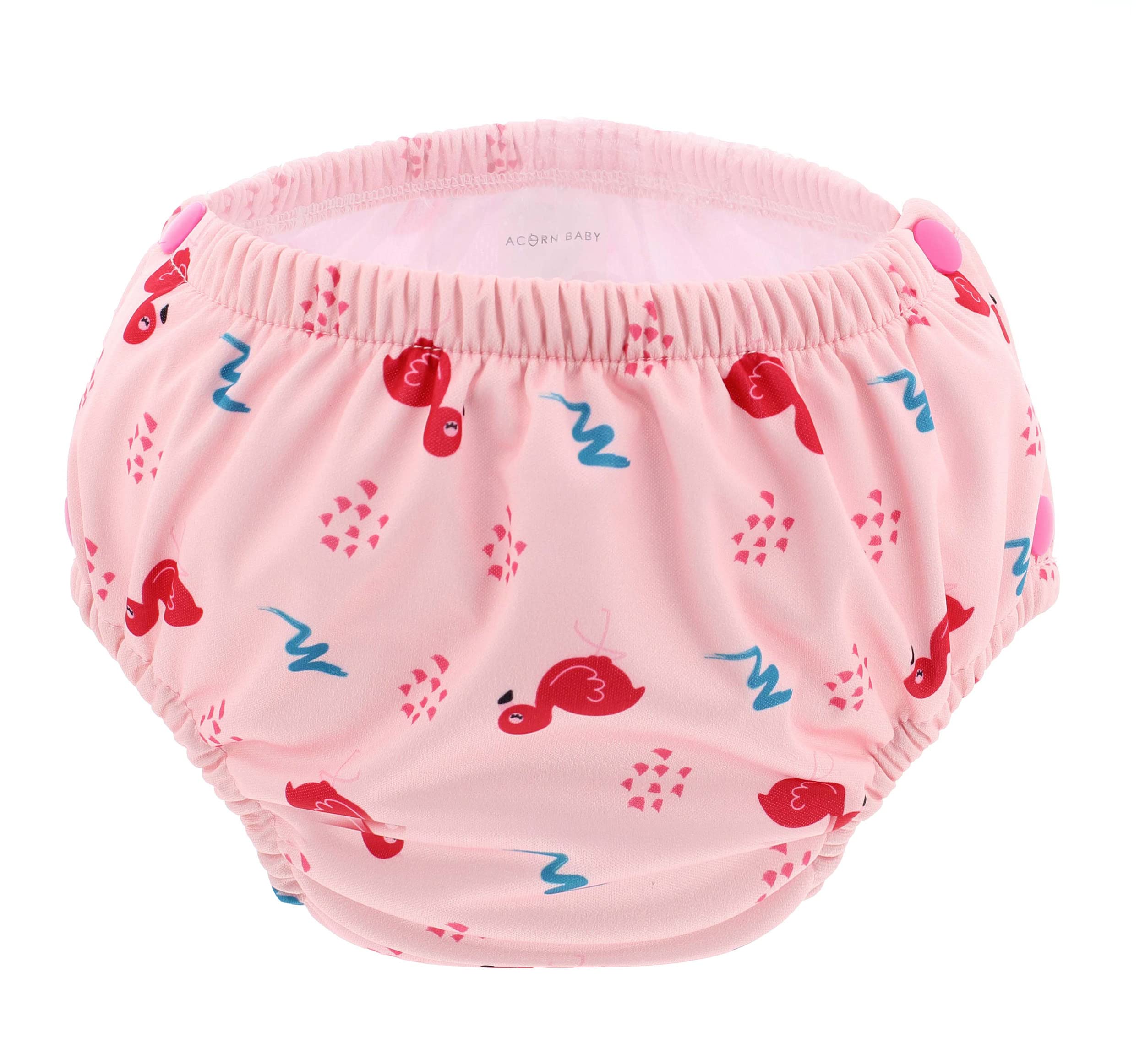 Acorn Baby Toddler Swim Diaper Size 5 and 6 Adjustable - Pink Flamingo Swimmers Reusable Toddler Swimming Diaper