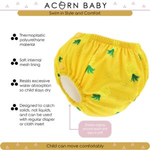 Acorn Baby Toddler Swim Diaper Size 5 and 6 Adjustable - Yellow Pineapple Swimmers Reusable Toddler Swimming Diaper