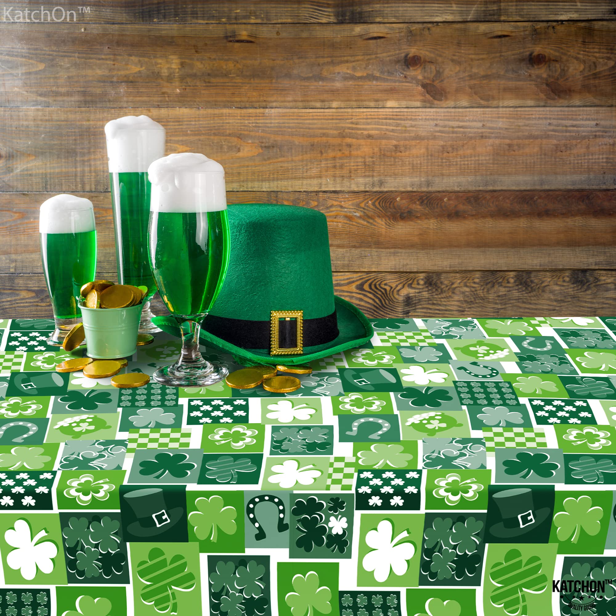 KatchOn, 2 Pcs XtraLarge St Patricks Day Tablecloth - 108x52 Inch, Shamrock Tablecloth | Disposable St Patricks Day Table Cloth, St Patricks Day Decorations for Table | Saint Patricks Day Decorations