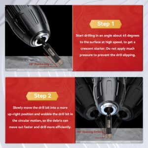 CENYB Diamond Core Drill Bits Set for Granite Ceramic Marble Tile Stone Glass Procelain, 6 PCS Hex Shank Vacuum Brazed Hole saws Kit(1/4” X2, 5/16” X2, 3/8”, 1/2”)