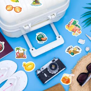 Summer Stickers for Water Bottles Waterproof Vinyl Beach Stickers for Kids Tropical Hawaiian Decals for Laptop Envelope Seals 100Pcs