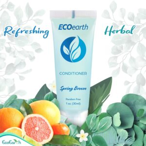 EcoEarth Travel Size Conditioner (1 fl oz, 100 PK, Spring Breeze), Delight Your Guests with Revitalizing and Refreshing Hotel Conditioner, Quality Small Size Travel Amenities Hotel Toiletries in Bulk