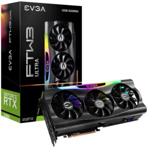 evga geforce rtx 3080 ftw3 ultra gaming, 12g-p5-4877-kl, 12gb gddr6x, icx3 technology, argb led, metal backplate, lhr