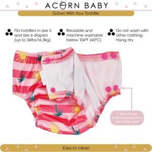 Acorn Baby Toddler Swim Diaper Size 5 and 6 Adjustable - Pink Palm Trees Swimmers Reusable Toddler Swimming Diaper