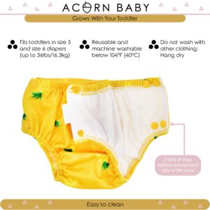 Acorn Baby Toddler Swim Diaper Size 5 and 6 Adjustable - Yellow Pineapple Swimmers Reusable Toddler Swimming Diaper