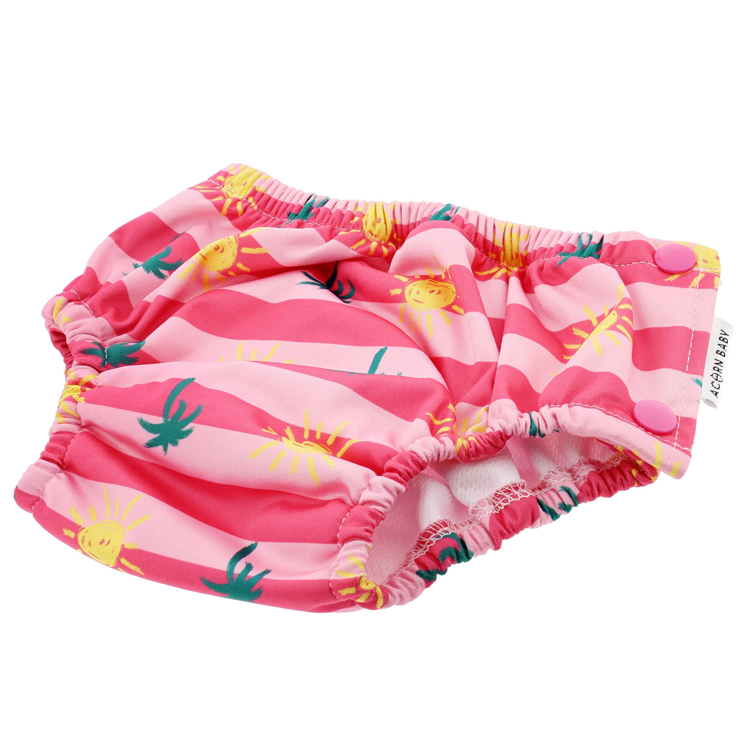 Acorn Baby Toddler Swim Diaper Size 5 and 6 Adjustable - Pink Palm Trees Swimmers Reusable Toddler Swimming Diaper