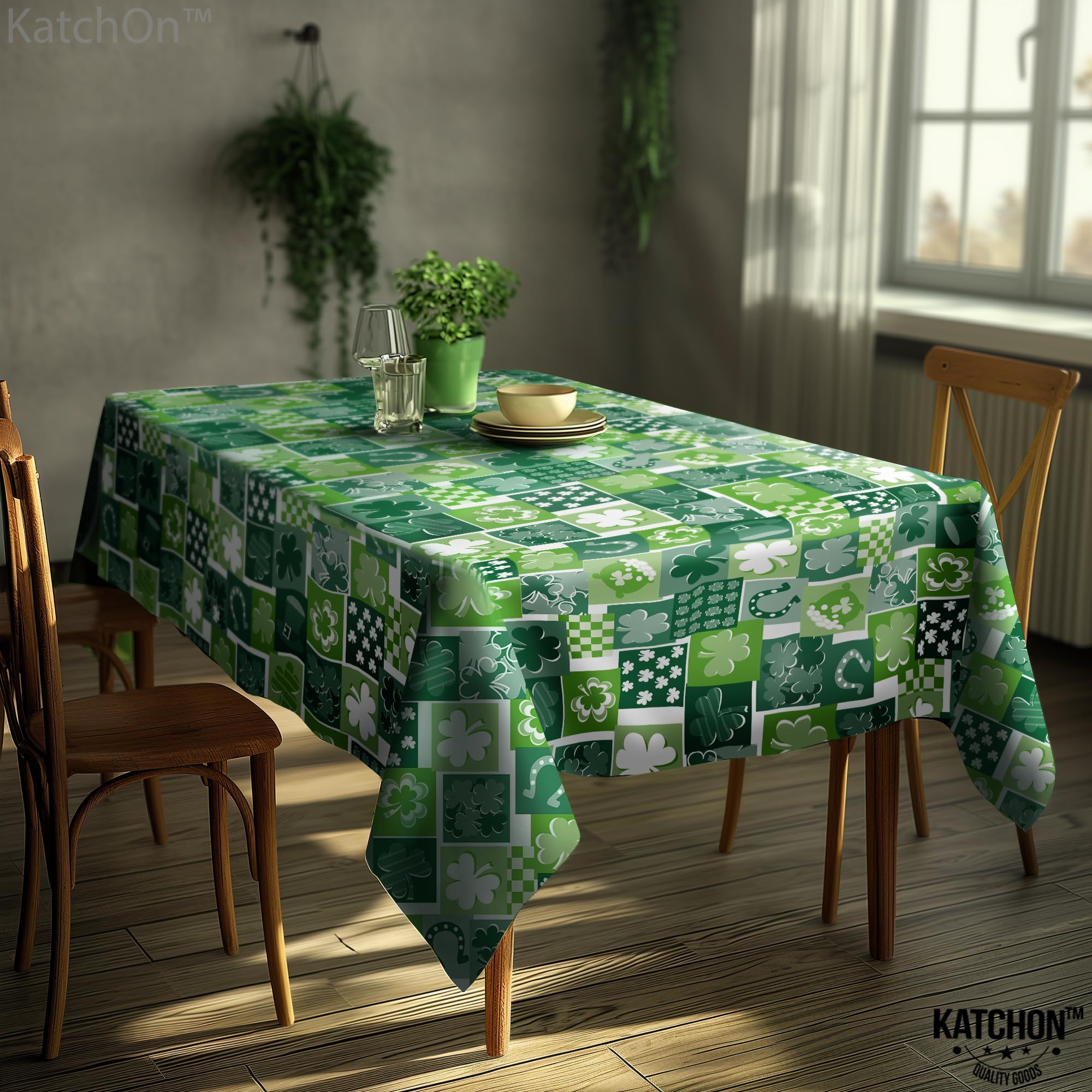 KatchOn, 2 Pcs XtraLarge St Patricks Day Tablecloth - 108x52 Inch, Shamrock Tablecloth | Disposable St Patricks Day Table Cloth, St Patricks Day Decorations for Table | Saint Patricks Day Decorations