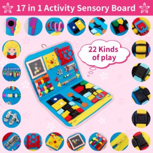 Rebala Busy Board Montessori Toys for Toddlers Sensory Toys Gifts for 1 2 3 4 Year Old Boys & Girls Preschool Toddler Activities Educational Travel Toy Learning Basic Dress Skills(Girl)