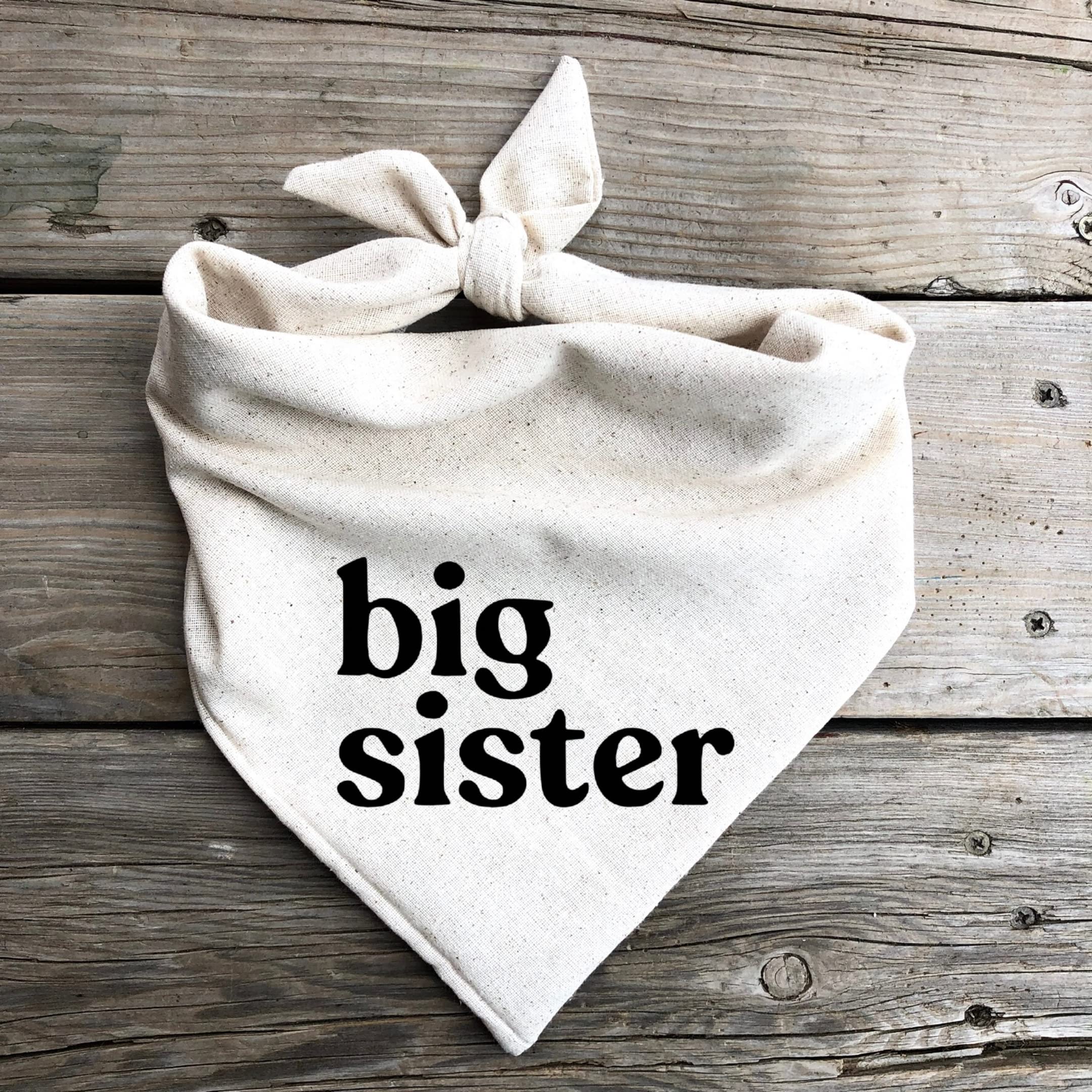 Dog Bandana Pregnancy Announcement Big Sister Baby Reveal Oatmeal Cream Minimal Neutral Color Announcement to Family (Medium)