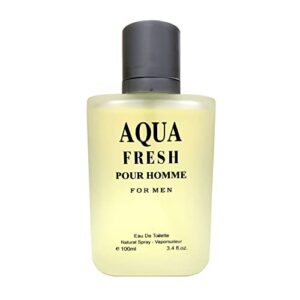 Hybrid & Company Aqua Fresh Cologne for Men Eau De Toilette Natural Spray Masculine Scent, 3.4 Fl Oz