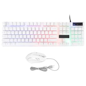 ciciglow gaming keyboard and mouse combo set, 104 keys wired gaming keyboard and mouse pack multicolor led backlight, compatible with for os x, win 10/8/7, win xp, win vista(white)