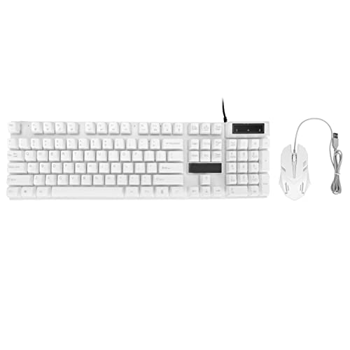 ciciglow Gaming Keyboard and Mouse Combo Set, 104 Keys Wired Gaming Keyboard and Mouse Pack Multicolor LED Backlight, Compatible with for OS X, Win 10/8/7, Win XP, Win Vista(White)