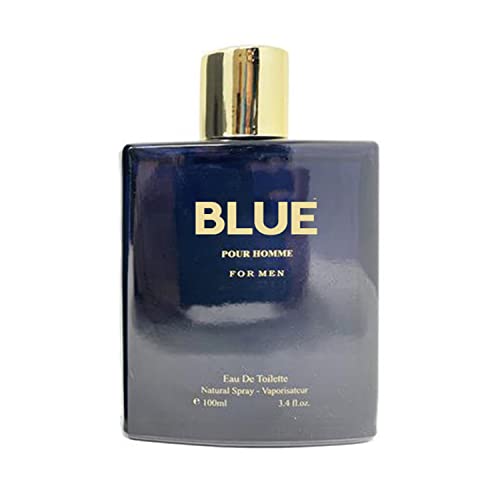 Hybrid & Company BLUE Pour Homme Cologne for Men Eau De Toilette Natural Spray Masculine Scent, 3.4 Fl Oz