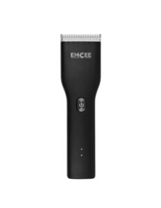 emcee cordless hair clipper with adjustable blade and guide comb, shaver, storage bag, cleaning brush, lubricant oil, usb type c charging cord