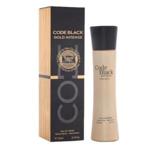 hybrid & company black code intense gold cologne for men eau de toilette natural spray masculine scent, 3.4 fl oz