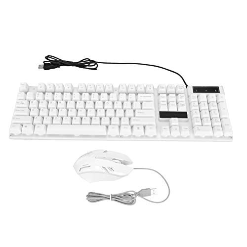 ciciglow Gaming Keyboard and Mouse Combo Set, 104 Keys Wired Gaming Keyboard and Mouse Pack Multicolor LED Backlight, Compatible with for OS X, Win 10/8/7, Win XP, Win Vista(White)