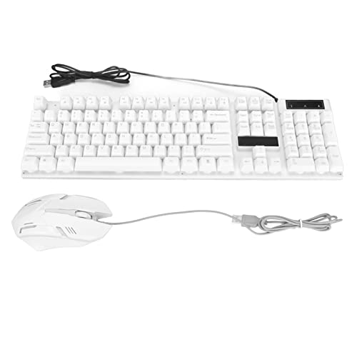 ciciglow Gaming Keyboard and Mouse Combo Set, 104 Keys Wired Gaming Keyboard and Mouse Pack Multicolor LED Backlight, Compatible with for OS X, Win 10/8/7, Win XP, Win Vista(White)