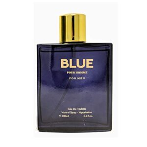 hybrid & company blue pour homme cologne for men eau de toilette natural spray masculine scent, 3.4 fl oz