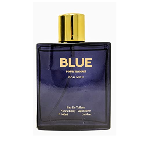 Hybrid & Company BLUE Pour Homme Cologne for Men Eau De Toilette Natural Spray Masculine Scent, 3.4 Fl Oz