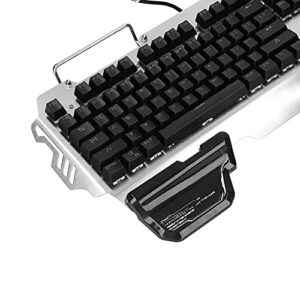 Mechanical Gaming Keyboard, 104 Keys Adjustable Brightness USB Wired Keyboard with RGB Backlit Aluminum Alloy ABS Hand Rest for Computer Laptop, Waterproof Keyboard with Floating Keycap(Silver)