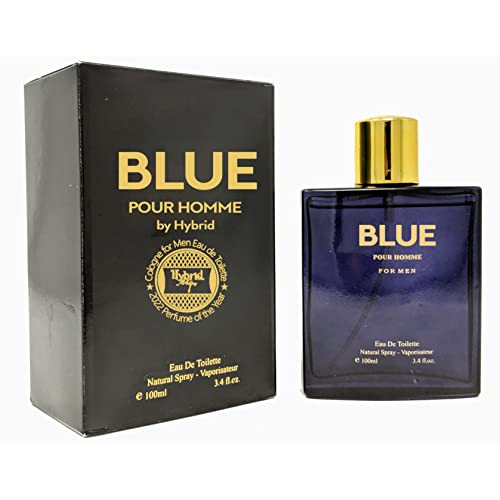 Hybrid & Company BLUE Pour Homme Cologne for Men Eau De Toilette Natural Spray Masculine Scent, 3.4 Fl Oz