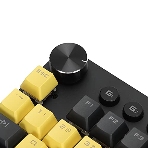 ciciglow Yellow and Black Mechanical Gaming Keyboard, 104 Keys N Key Flip USB Wired Keyboard with RGB Backlit for Computer Laptop, Rollover Suspension Keycap Keyboard