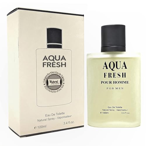 Hybrid & Company Aqua Fresh Cologne for Men Eau De Toilette Natural Spray Masculine Scent, 3.4 Fl Oz