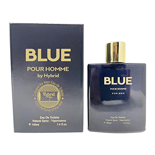 Hybrid & Company BLUE Pour Homme Cologne for Men Eau De Toilette Natural Spray Masculine Scent, 3.4 Fl Oz