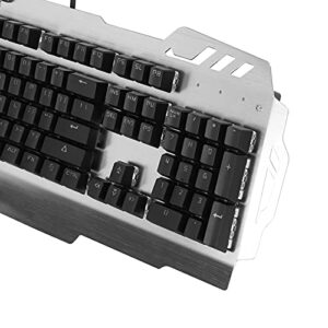 Mechanical Gaming Keyboard, 104 Keys Adjustable Brightness USB Wired Keyboard with RGB Backlit Aluminum Alloy ABS Hand Rest for Computer Laptop, Waterproof Keyboard with Floating Keycap(Silver)