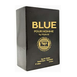 Hybrid & Company BLUE Pour Homme Cologne for Men Eau De Toilette Natural Spray Masculine Scent, 3.4 Fl Oz