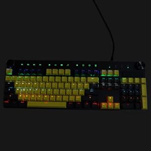 ciciglow Yellow and Black Mechanical Gaming Keyboard, 104 Keys N Key Flip USB Wired Keyboard with RGB Backlit for Computer Laptop, Rollover Suspension Keycap Keyboard