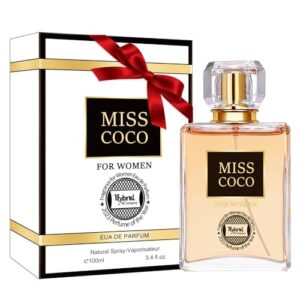 hybrid & company miss coco fragrance for women eau de parfum natural spray sensual scent, 3.4 fl oz