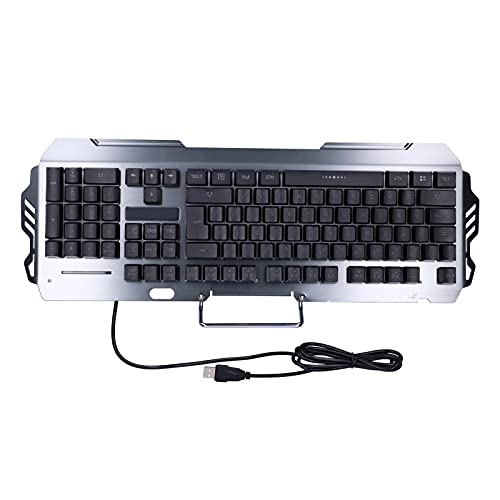 ciciglow Mechanical Gaming Keyboard, 104 Keys Aluminum Alloy Panel USB Wired Keyboard with RGB Backlit Hand Rest for Computer Laptop, 2 Colors Injection Colorful Light LED Control