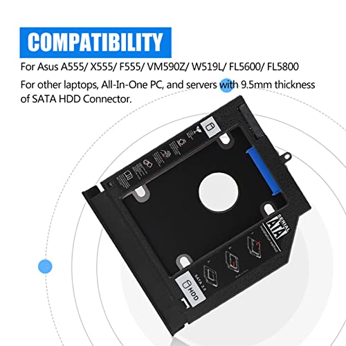 Garsentx Laptop Internal Enclosure SATA3.0 HDD Hard Disk Drive CD-ROM Bracket for ACER E5‑572G/ E5‑571G/ V3‑572G,laptops, All‑in‑One PC