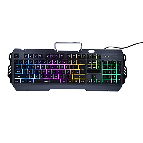 ciciglow Mechanical Gaming Keyboard, 104 Keys Aluminum Alloy Panel USB Wired Keyboard with RGB Backlit Hand Rest for Computer Laptop, 2 Colors Injection Colorful Light LED Control