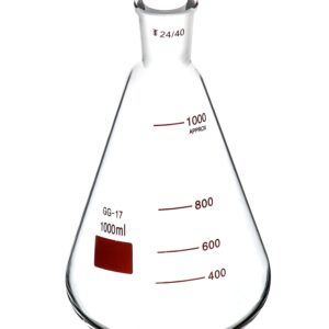 QWORK 1000 mL Borosilicate Glass Erlenmeyer Flask, Thick Wall Flask with 24/40 Outer Joint