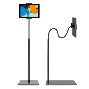 viciall tablet stand adjustable, gooseneck swivel tablet holder mount with adjustable height & heavy duty stable base, compatible with ipad mini, galaxy tab, kindle, cell phones