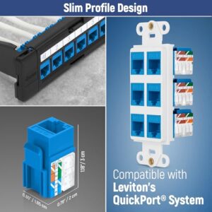 Everest Media Solutions Bundle – 2 Items: 24-Port Keystone Patch Panel + 50 Pack of RJ45 CAT6A Keystone Jacks - Blue