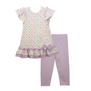 Bonnie Jean Girl's Easter Outfit - Bunny Leggings Set for Baby, Toddler and Little Girls - Purple Polka Dot - 18 Months